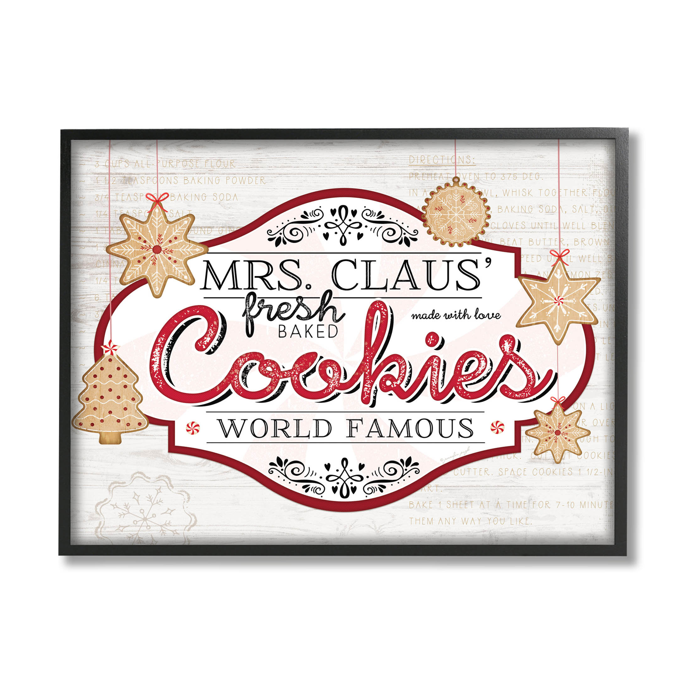Stupell Industries Vintage Mrs. Claus Cookies Sign Framed Giclee Art By ...