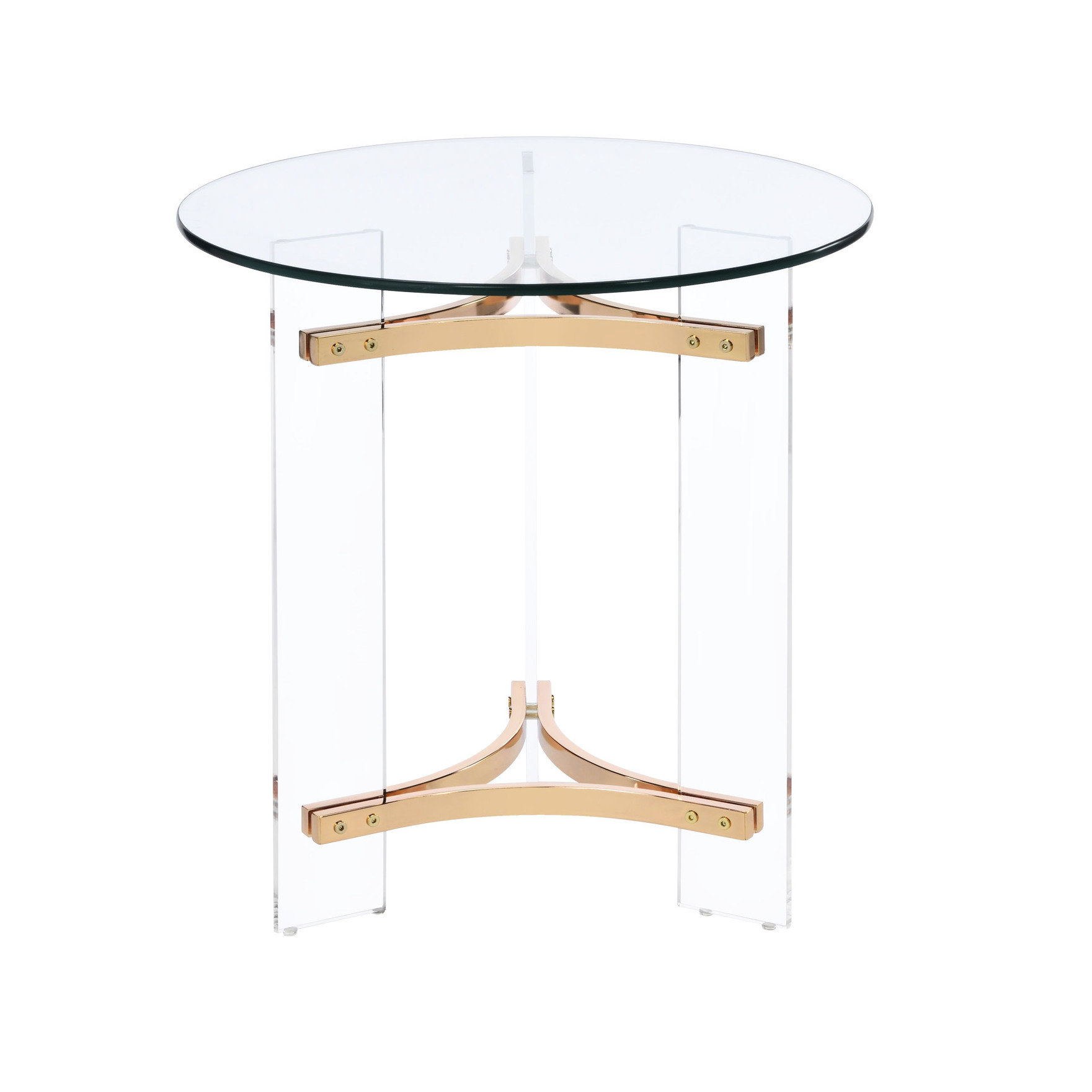 Ivy Bronx Appealing Gold Side Table With Tempered Glass And Metal ...