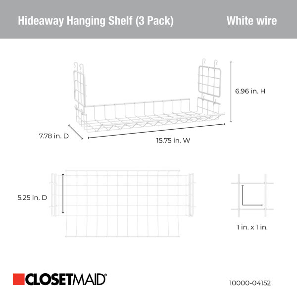 ClosetMaid Hideaway Hanging Wire Shelf (Set of 3) & Reviews | Wayfair