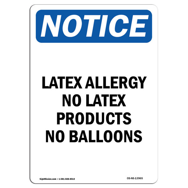 SignMission Latex Allergy No Latex Products Sign | Wayfair
