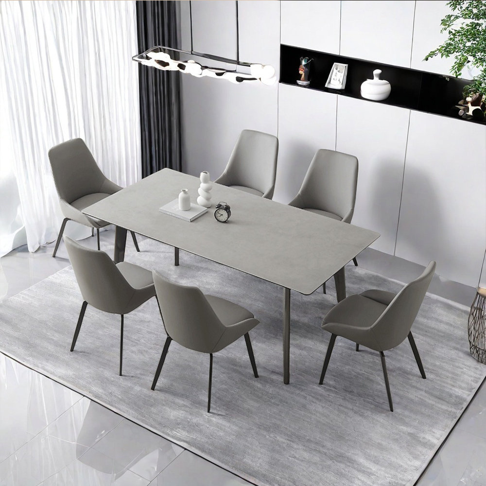 Sleek Surface Designs Stainless steel stone table and carbon steel chair | Wayfair