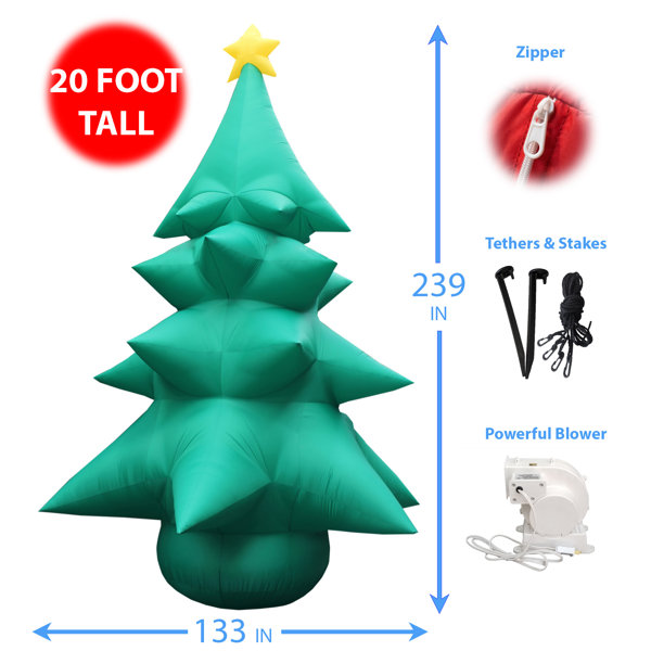 The Holiday Aisle® 20 Foot Tall Huge Christmas Inflatabe Tree with Star ...