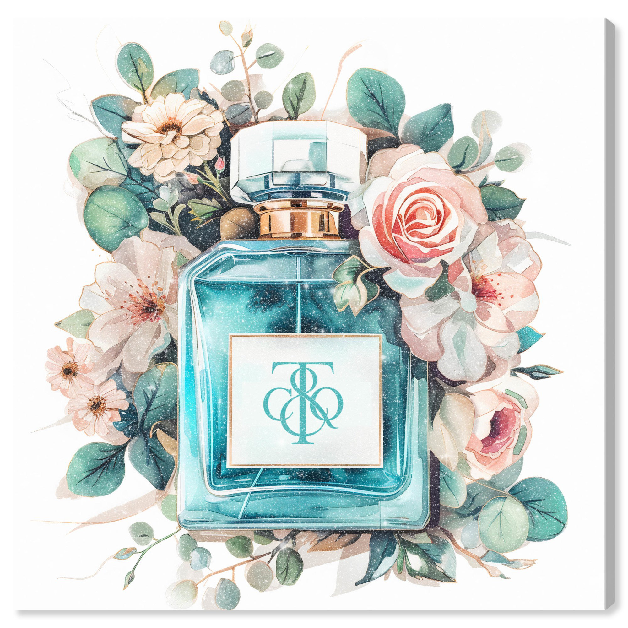 Art Remedy Blue Perfume Floral Canvas Floral Glam Art by Art Remedy ...