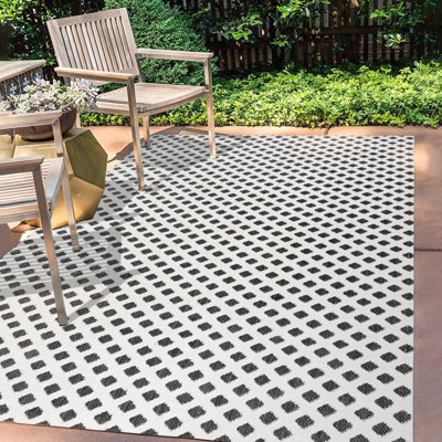 George Oliver Demetri White/Black Indoor/Outdoor Rug & Reviews | Wayfair