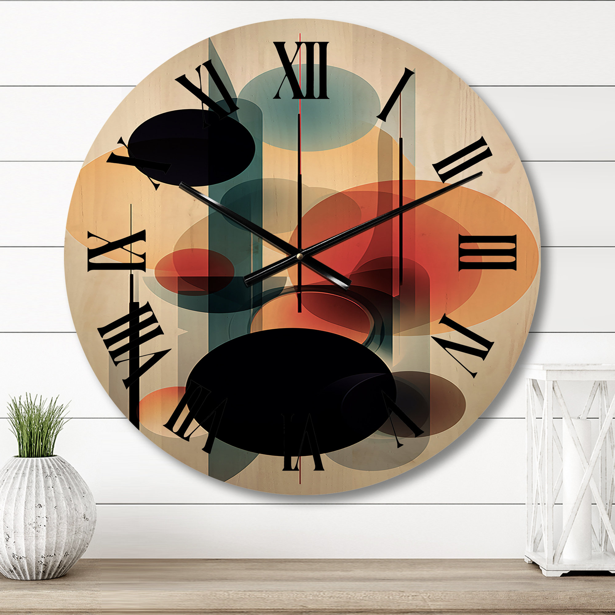 East Urban Home Retro Circular Geometry in Orange and Blue II - Modern ...