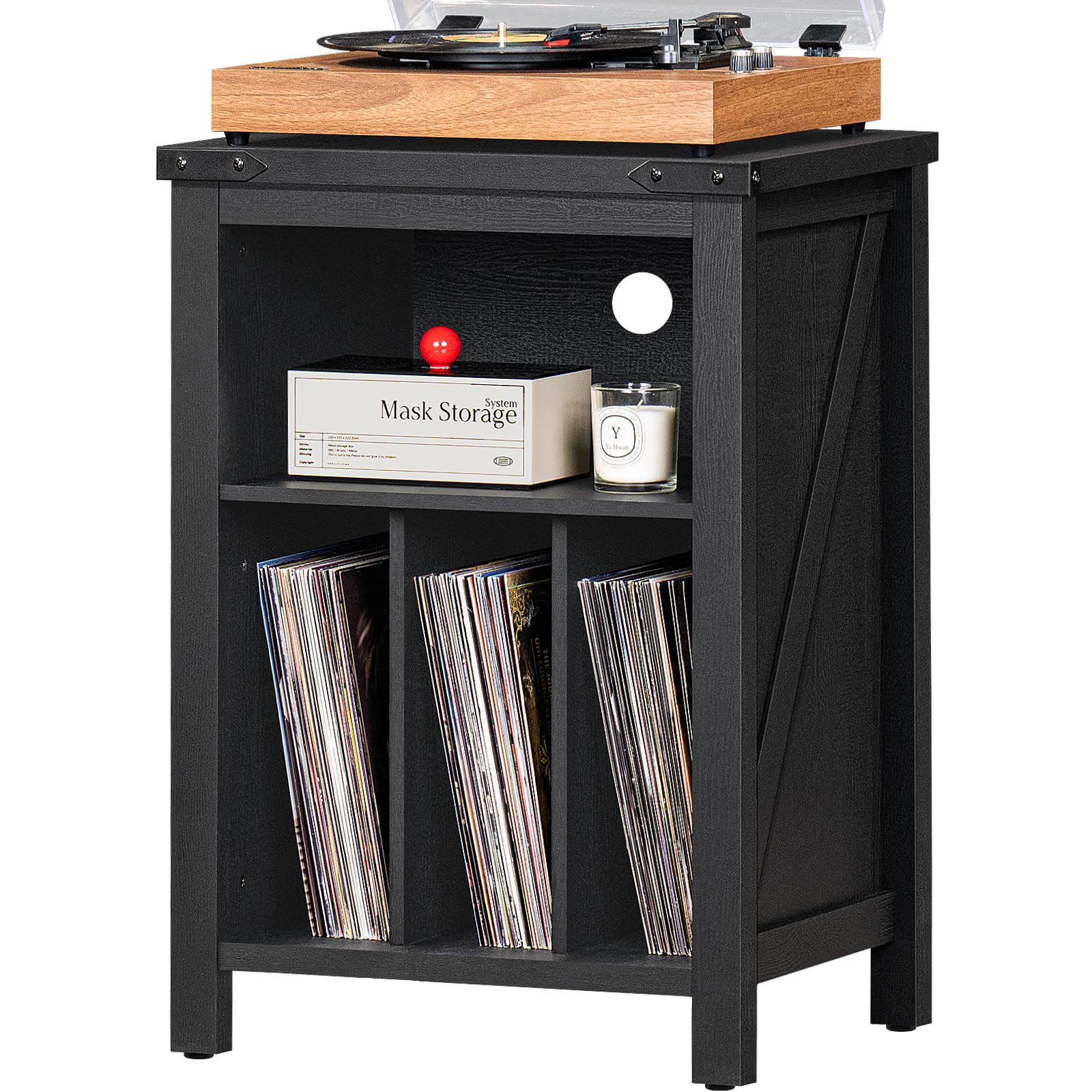 Gracie Oaks Record Player Stand With Vinyl Record Storage | Wayfair