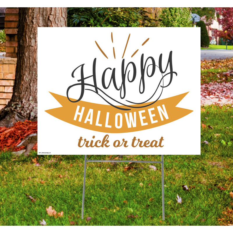 The Holiday Aisle® Happy Halloween Yard Sign 2 Garden Stake | Wayfair