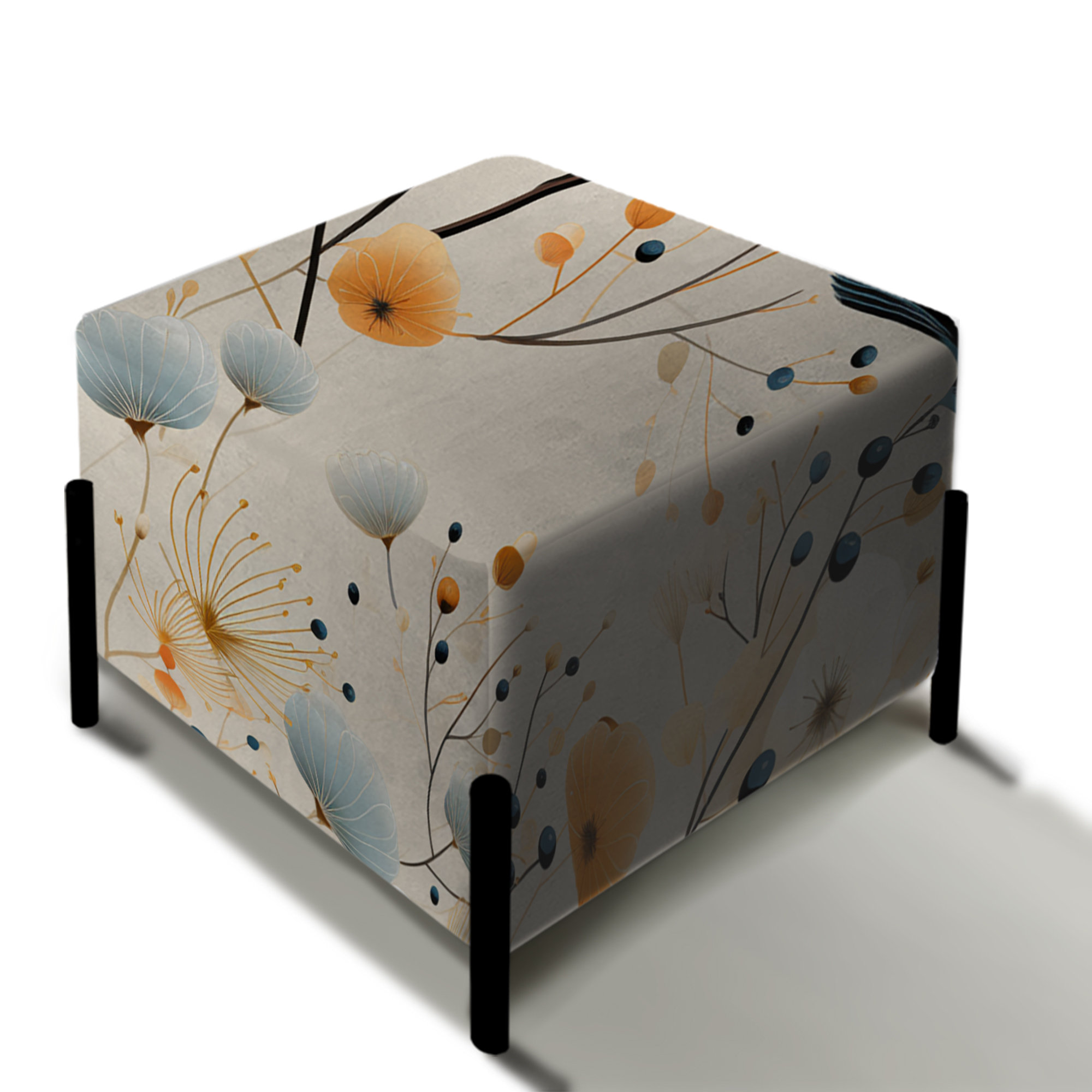 Design Art Japanese Zen Garden Bird - Floral Square Ottoman | Wayfair