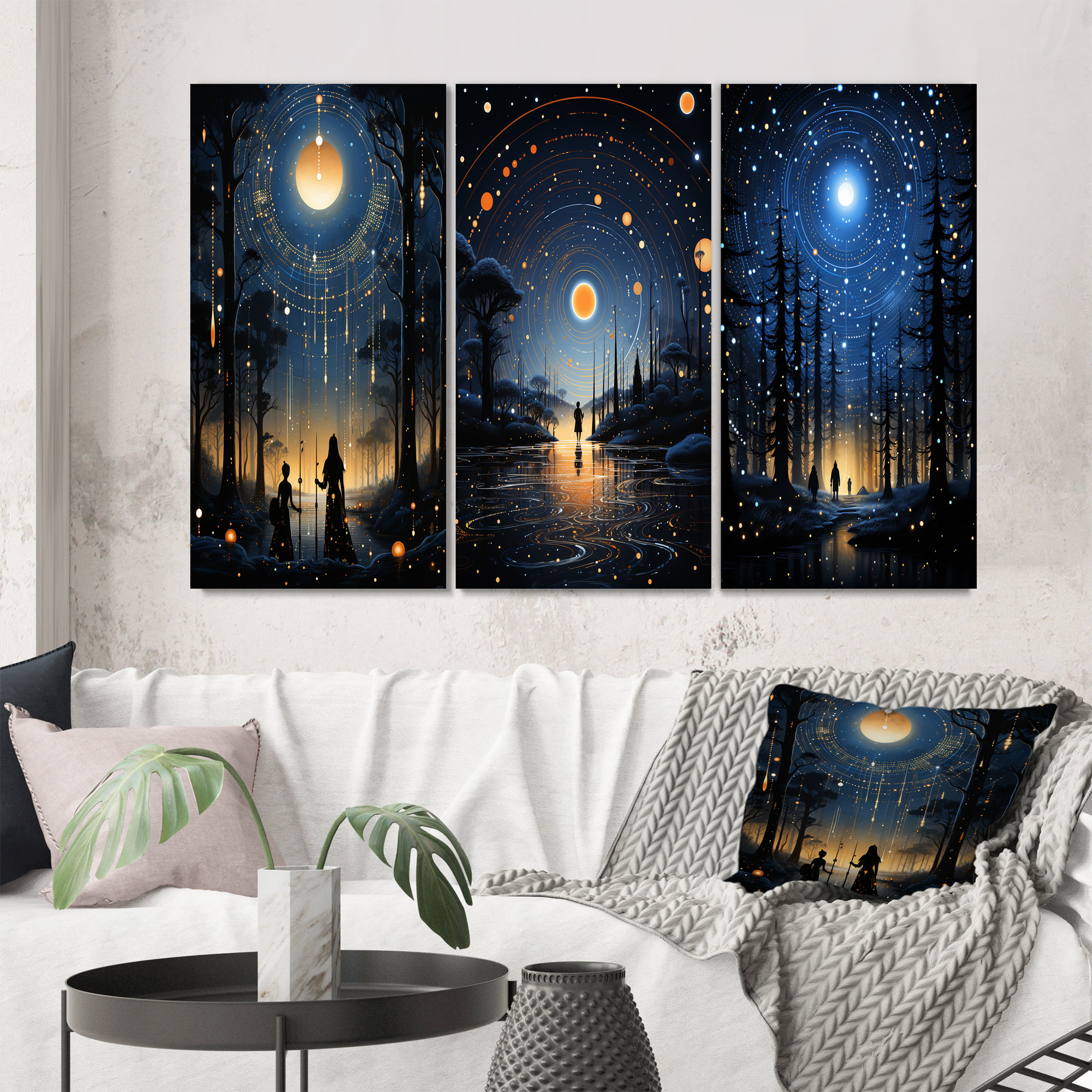 Latitude Run® Native Art Blue Celestial Guardians - Native American Art ...