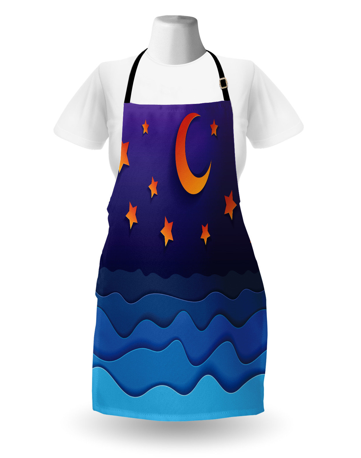 East Urban Home Night Ocean Apron Unisex Paper Cut Style Sky Adult Size ...