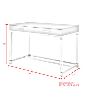 Mercury Row® Ungar High Gloss 2 Drawers Writing Desk with Acrylic Legs ...