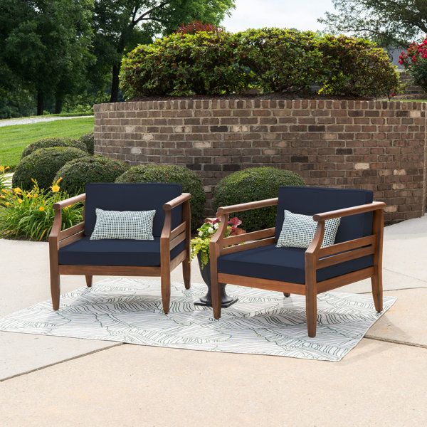 Winston Porter Hewlett Outdoor Navy Club Chair Set Of 2 - Wayfair Canada