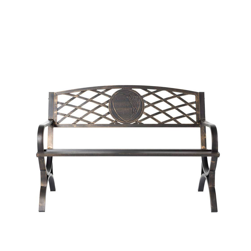 Trinx Ico Thoughts and Hearts Bronze Metal Memorial Garden Bench ...