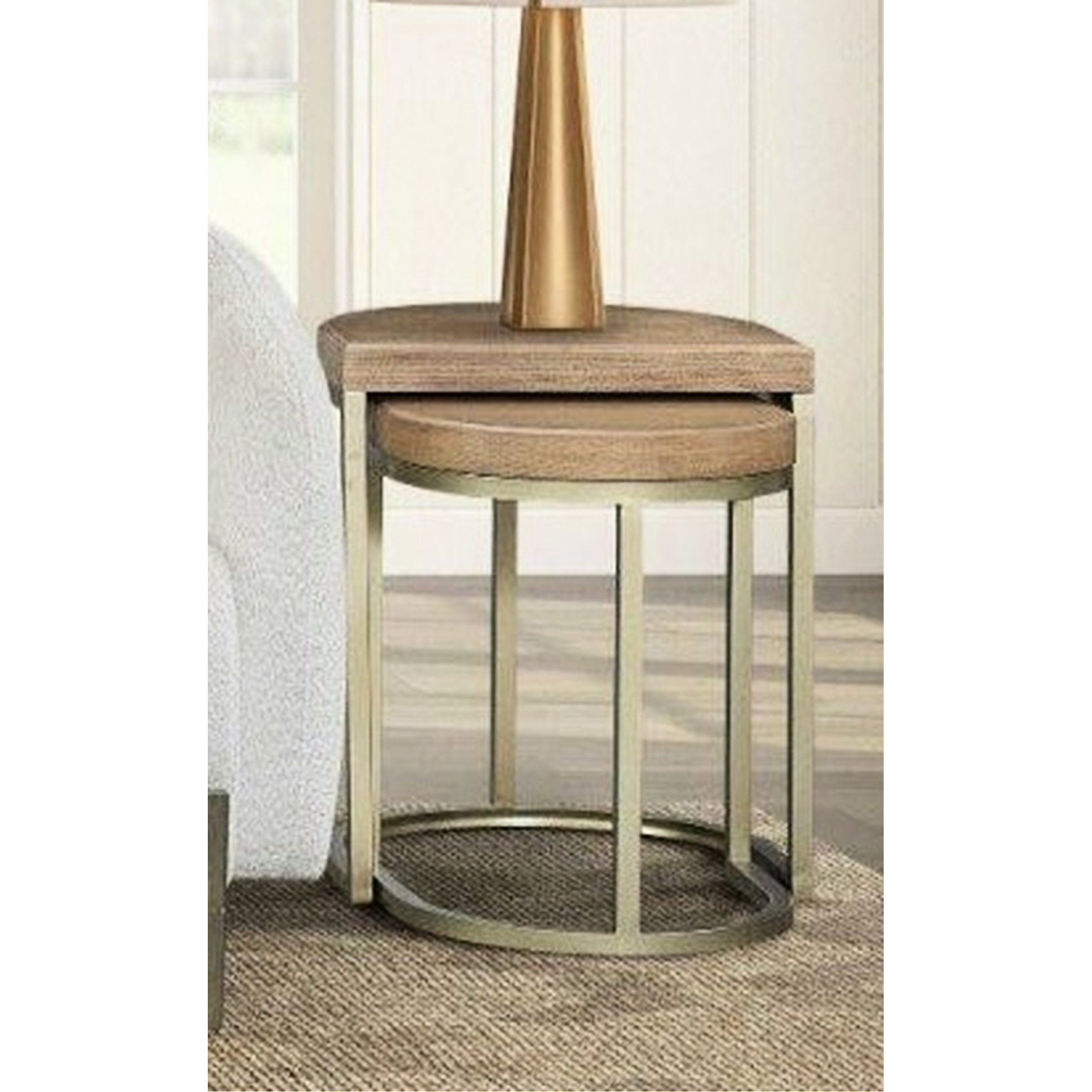 Latitude Run® Of 2 Nesting Tables In Latte, Veneer & Metal Base, Space ...