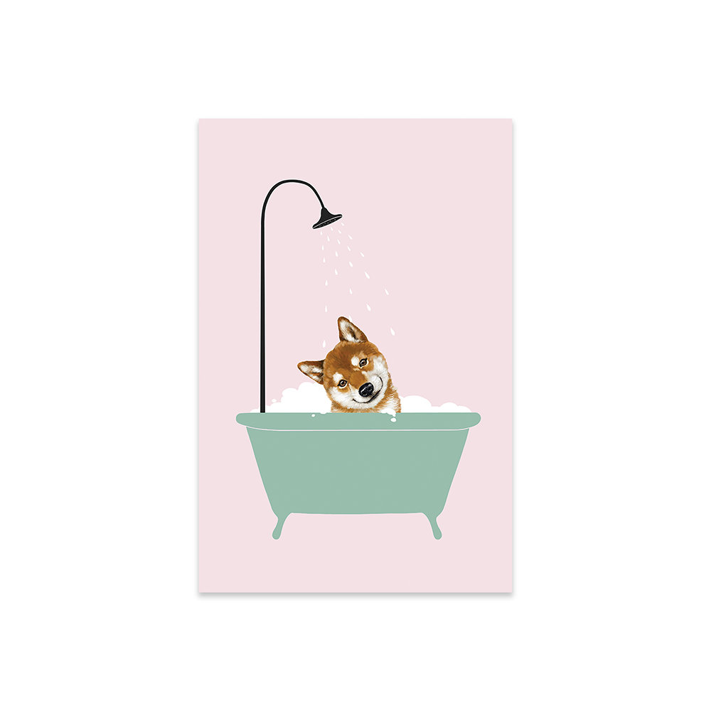 Trinx Shiba Inu Enjoying Bubble Bath by Big Nose Work - Unframed ...