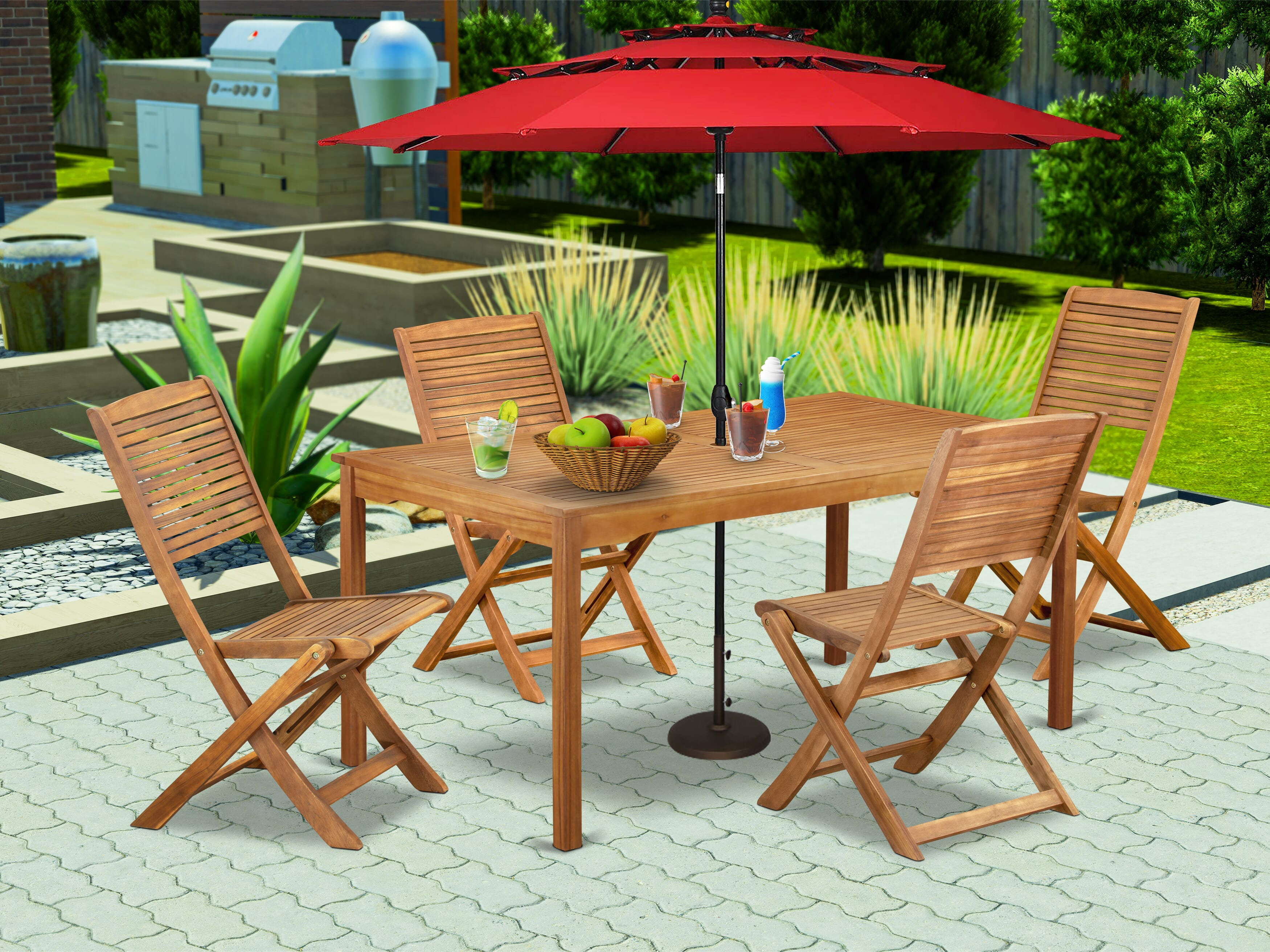 Winston Porter Windover 5 Piece Patio Garden Table Set Includes a ...
