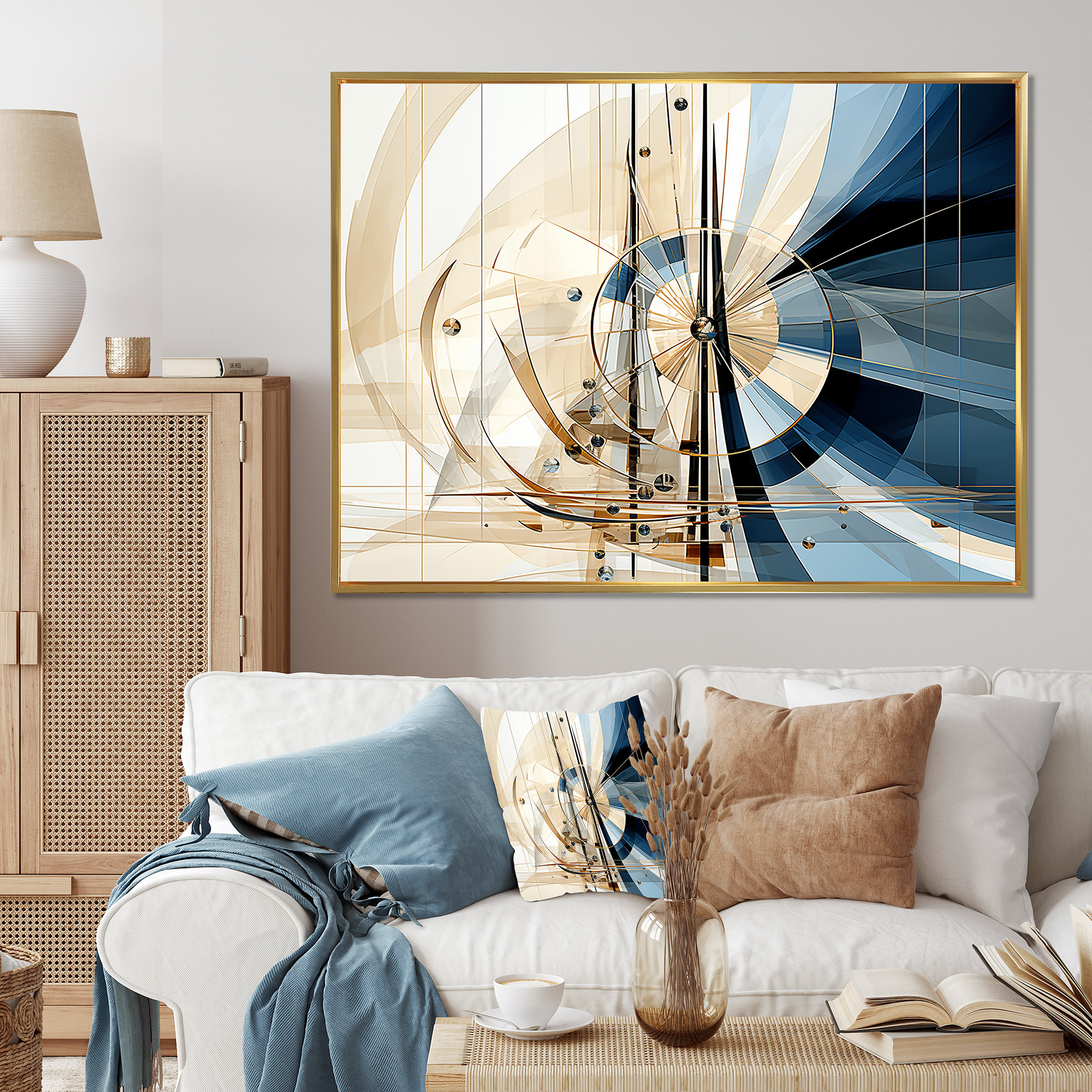 Wrought Studio™ White And Blue Contemporary Harbor Forms - Abstract ...