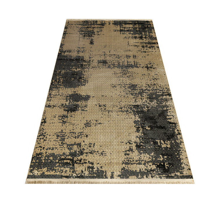 Williston Forge Azera Yellow Abstract Acrylic Machine Made Area Rug ...