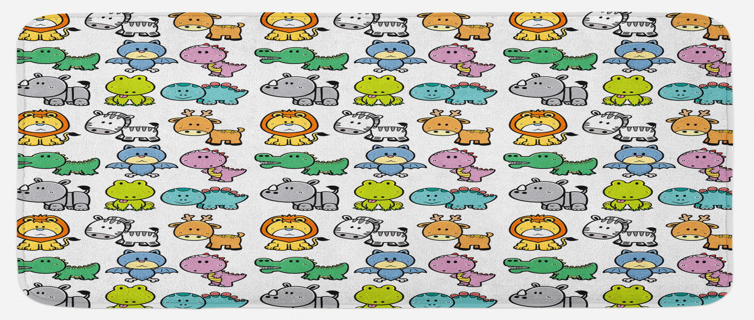 East Urban Home Cartoon Style Animals Lion Zebra Frog Dinosaur ...