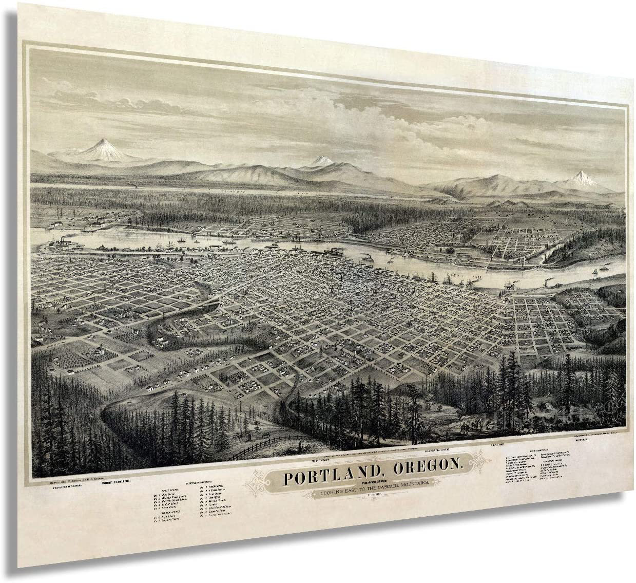 HISTORIC PRINTS 1879 Portland Oregon Map Art - Unframed Graphic Art ...