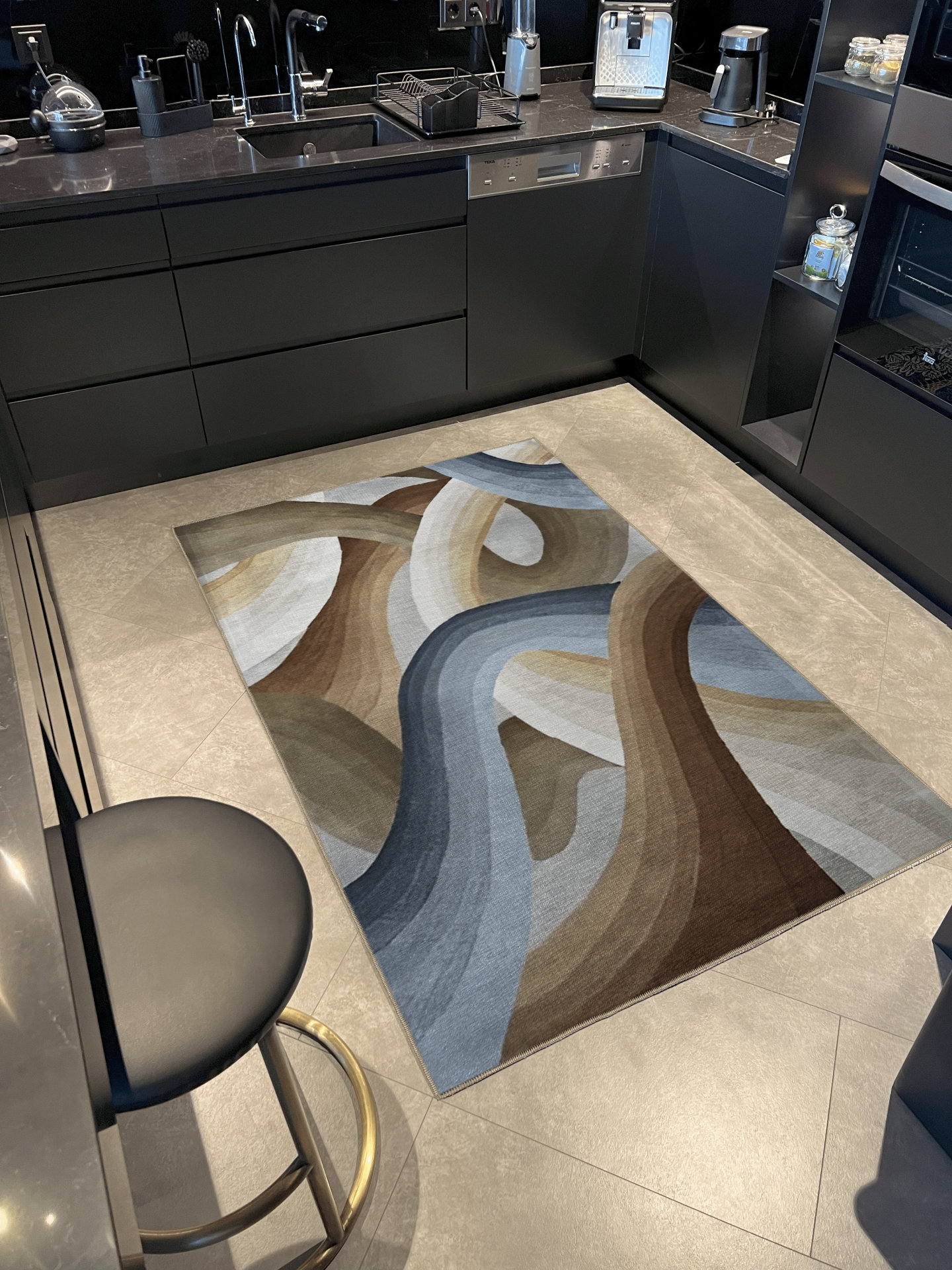 Orren Ellis Blue-Brown Themed Ivy Stripe Spiral Shape Patterned ...