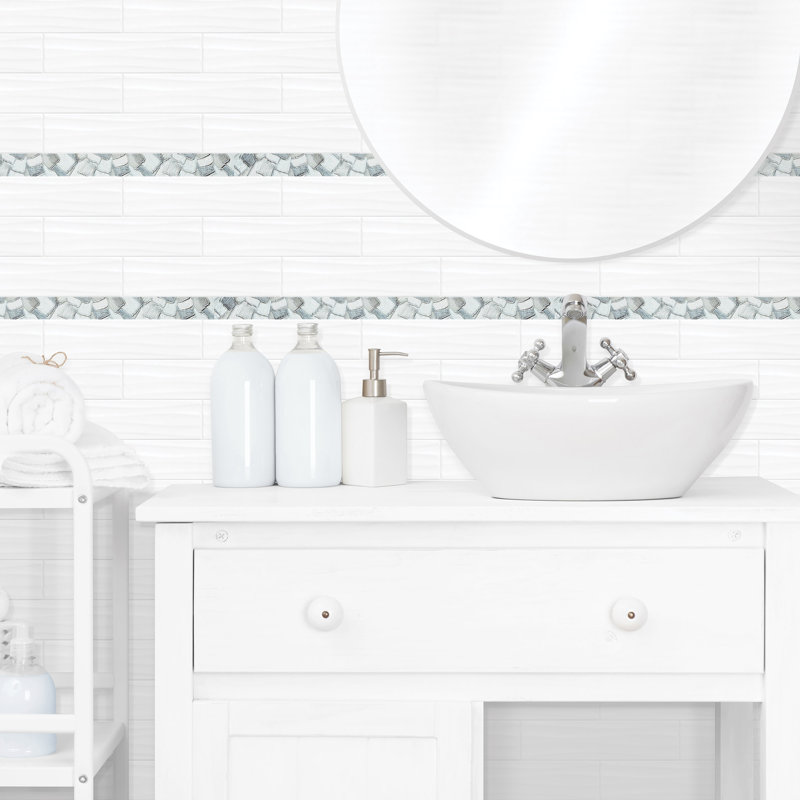 QEP Kantu Platinum 1" x 18" Ceramic Decorative Listello Wall Tile (3 ...