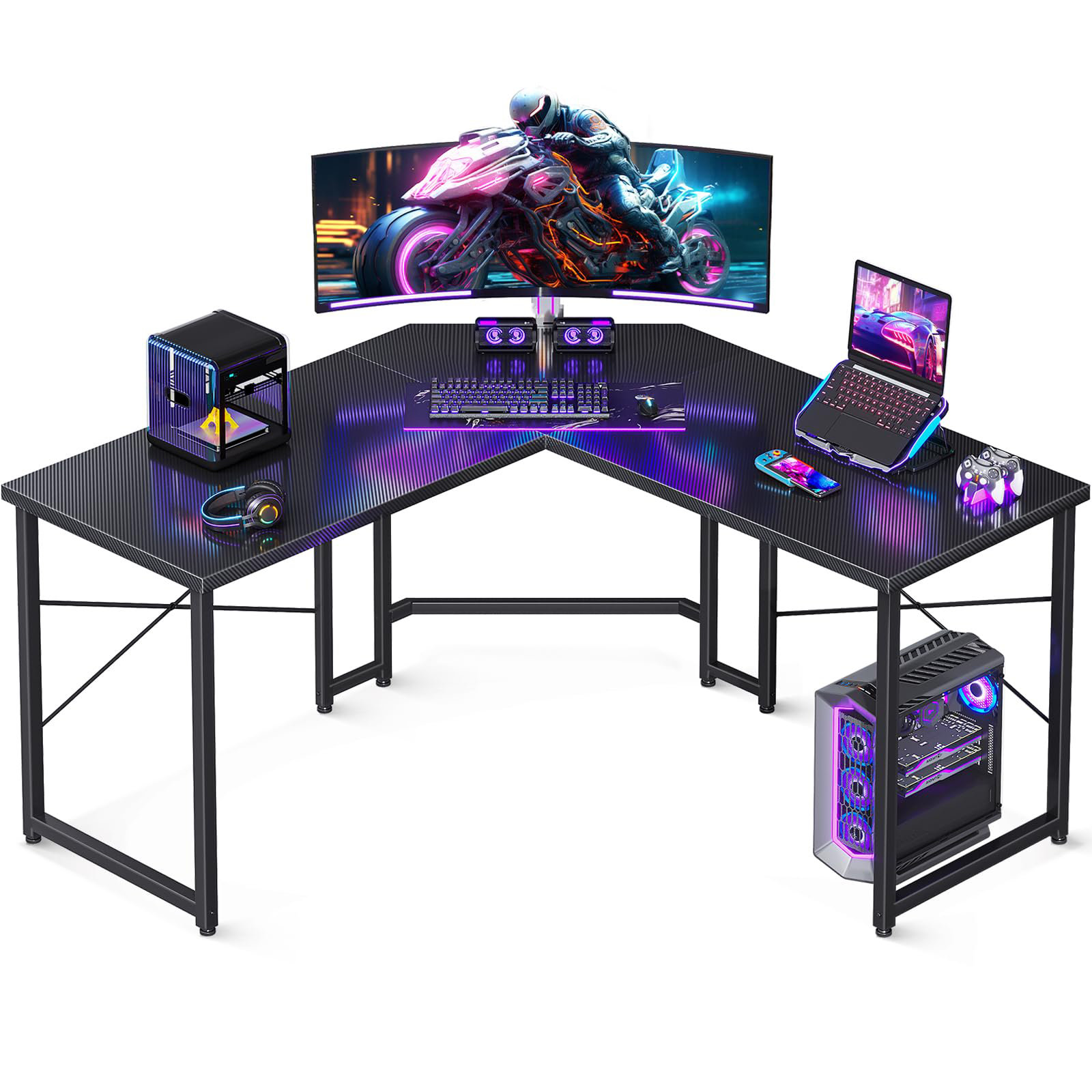 Latitude Run® L Shaped Gaming Desk, Corner Desk Gaming Table for Home ...
