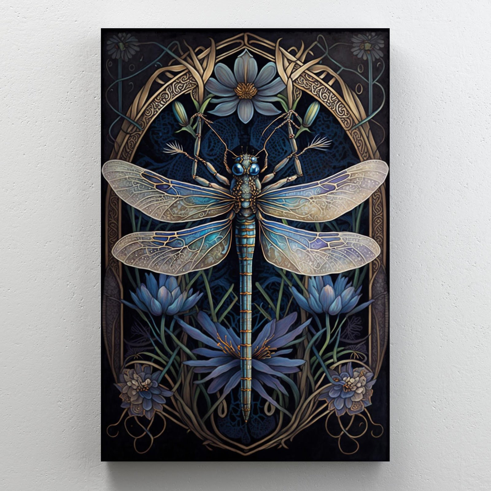 August Grove® Irises and Dragonfly - Wrapped Canvas Graphic Art ...