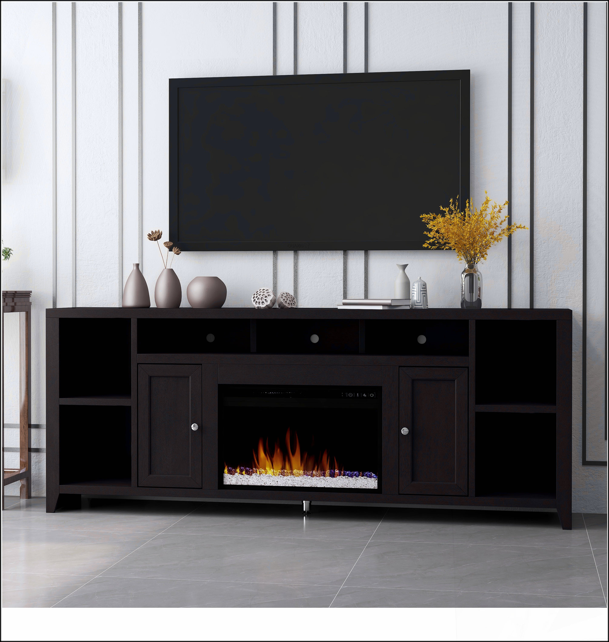 Everly Quinn 84 inch Electric Fireplace TV Console for TVs up to 95 ...