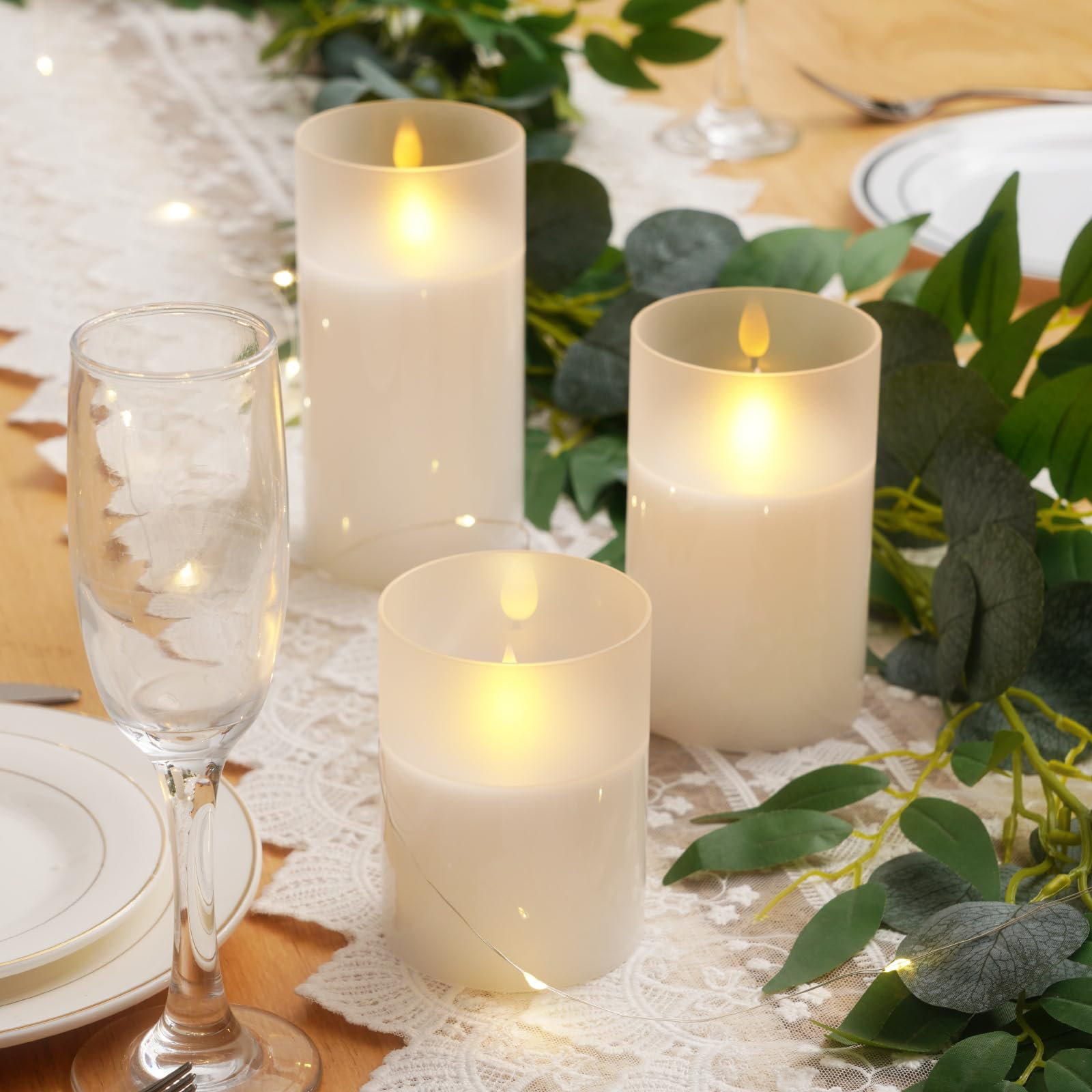 The Holiday Aisle® Clear Glass Flickering Flameless Candles with ...