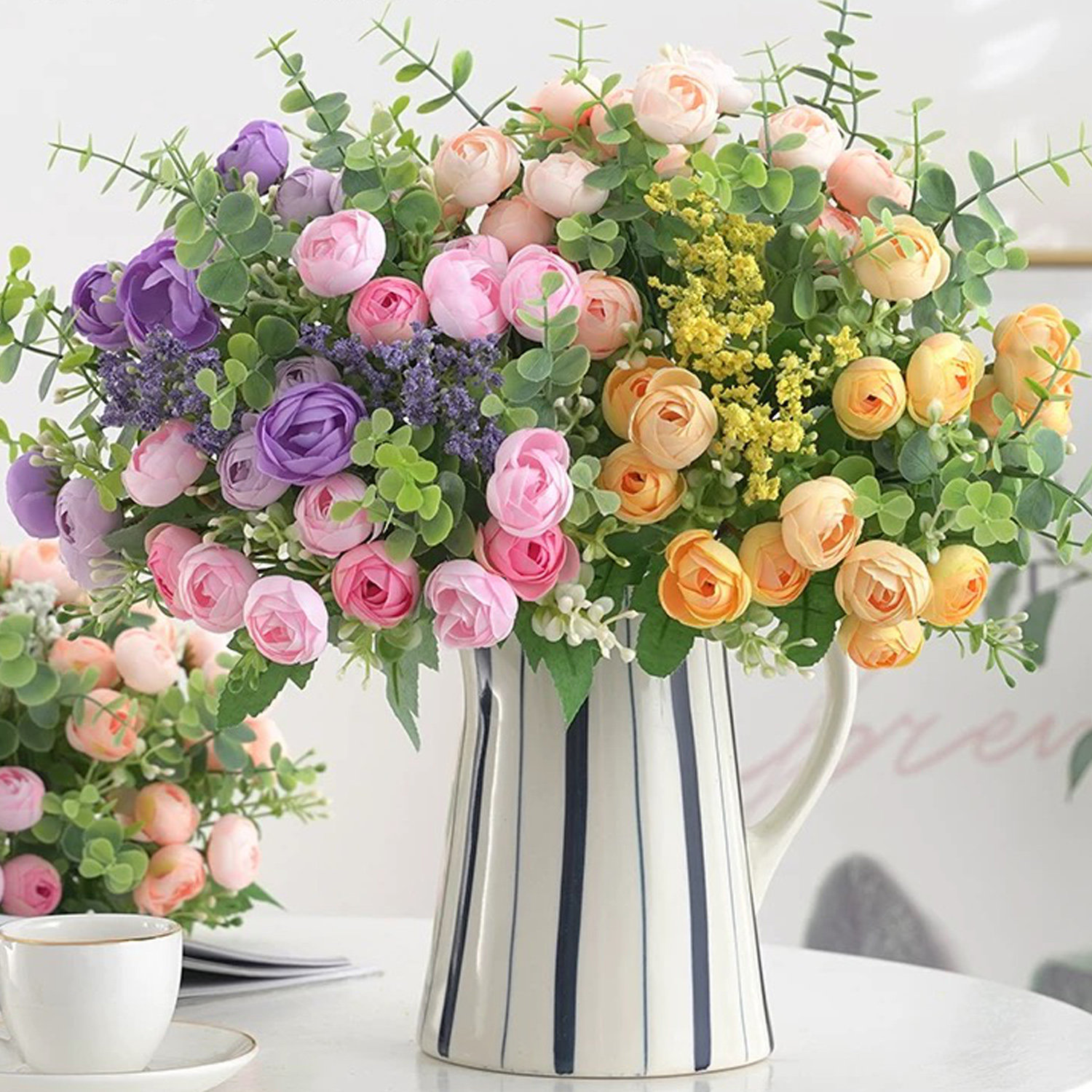 Primrue 5Pack Artificial Peony Flowers Faux Flowers Silk Hydrangea ...