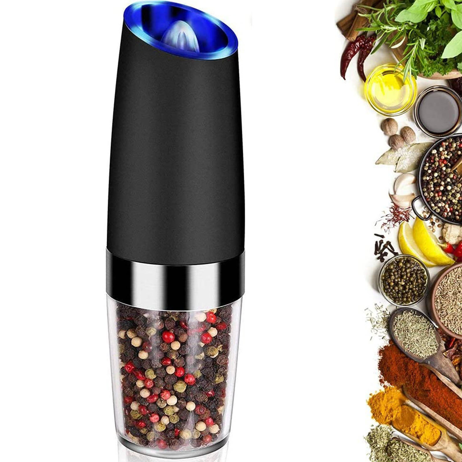 SolarEra Electric Gravity Salt Pepper Grinder Battery Operated ...