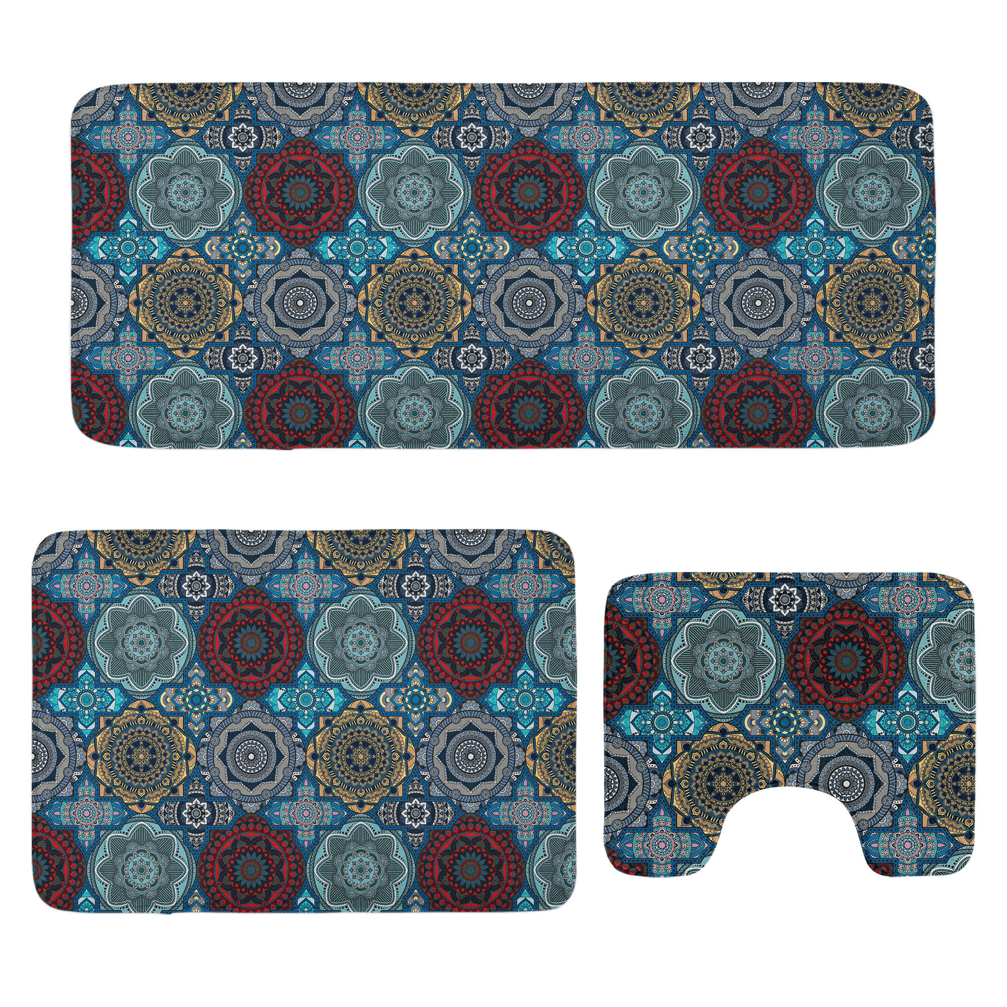 Dakota Fields Moroccan Bathroom Rug Set 3 Pieces U-Shape & Rectangle ...