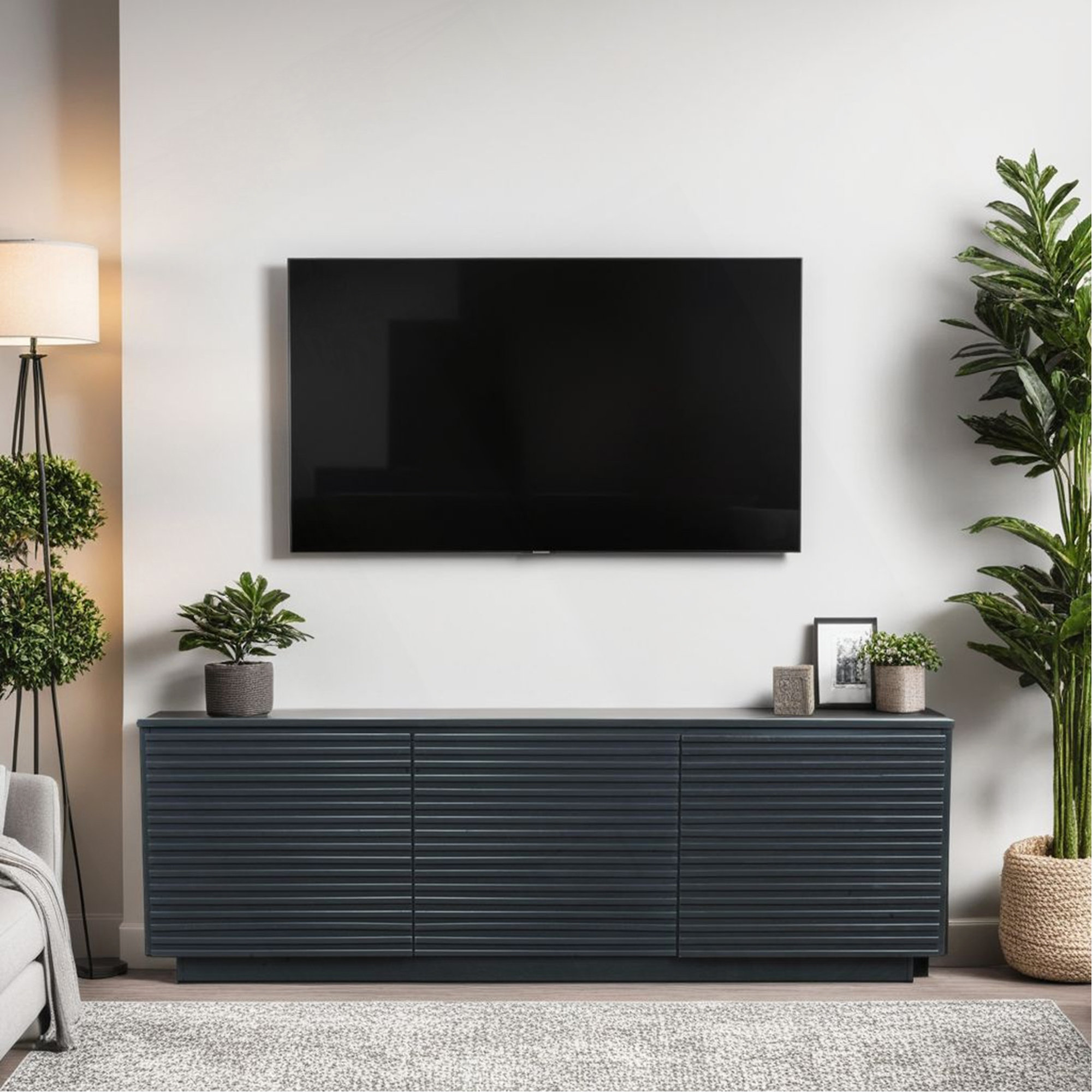 Hokku Designs 74 Inch Three Door TV Stand For Tvs Up To 85 Inches, No ...
