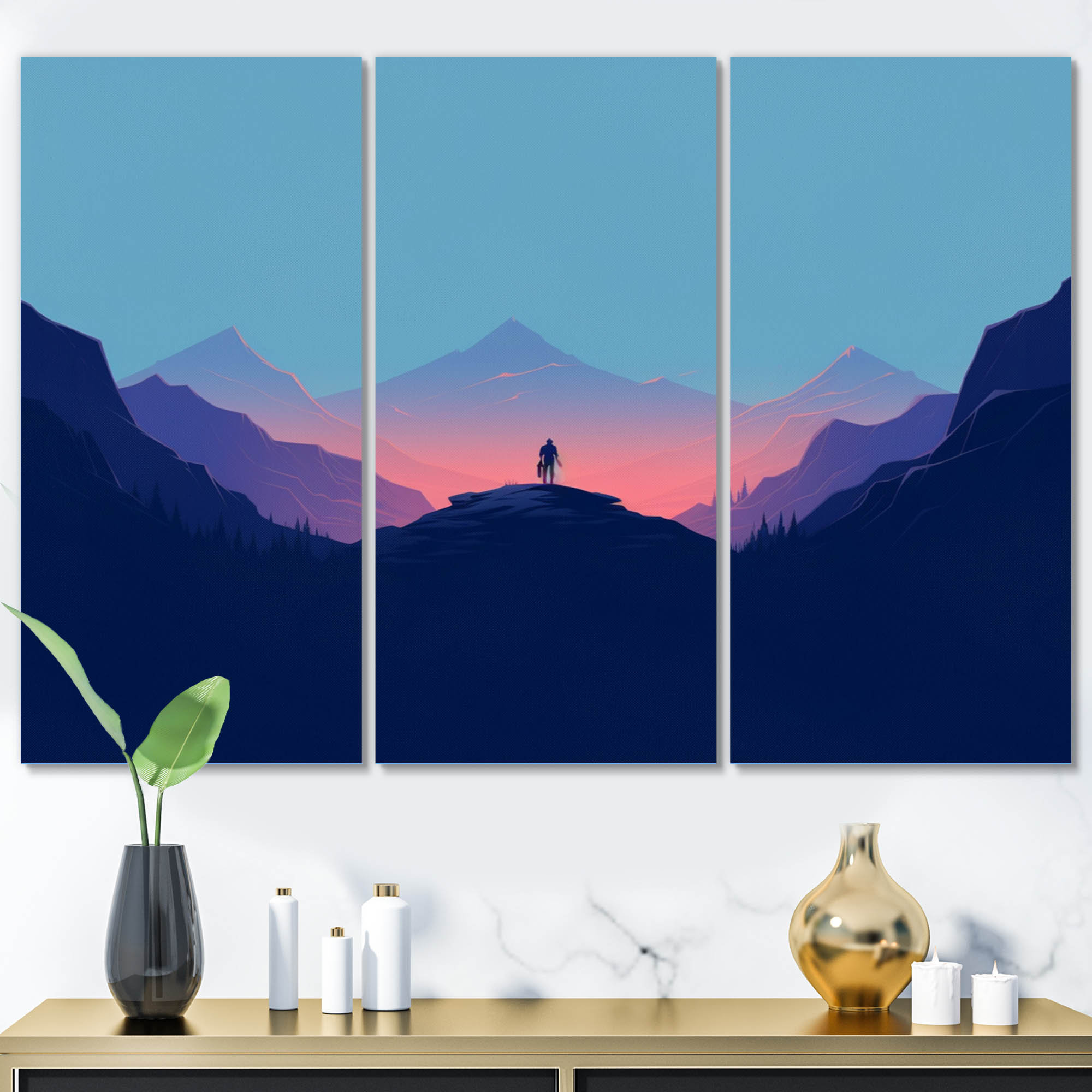Design Art Minimalism Alpine Beauty IV - Landscape Mountains Metal Wall ...