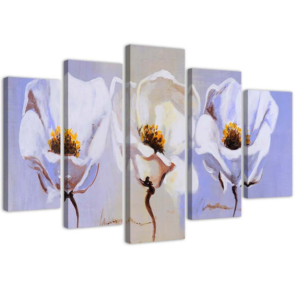 Brayden Studio Flowers In White - 5 Piece Print | Wayfair.co.uk