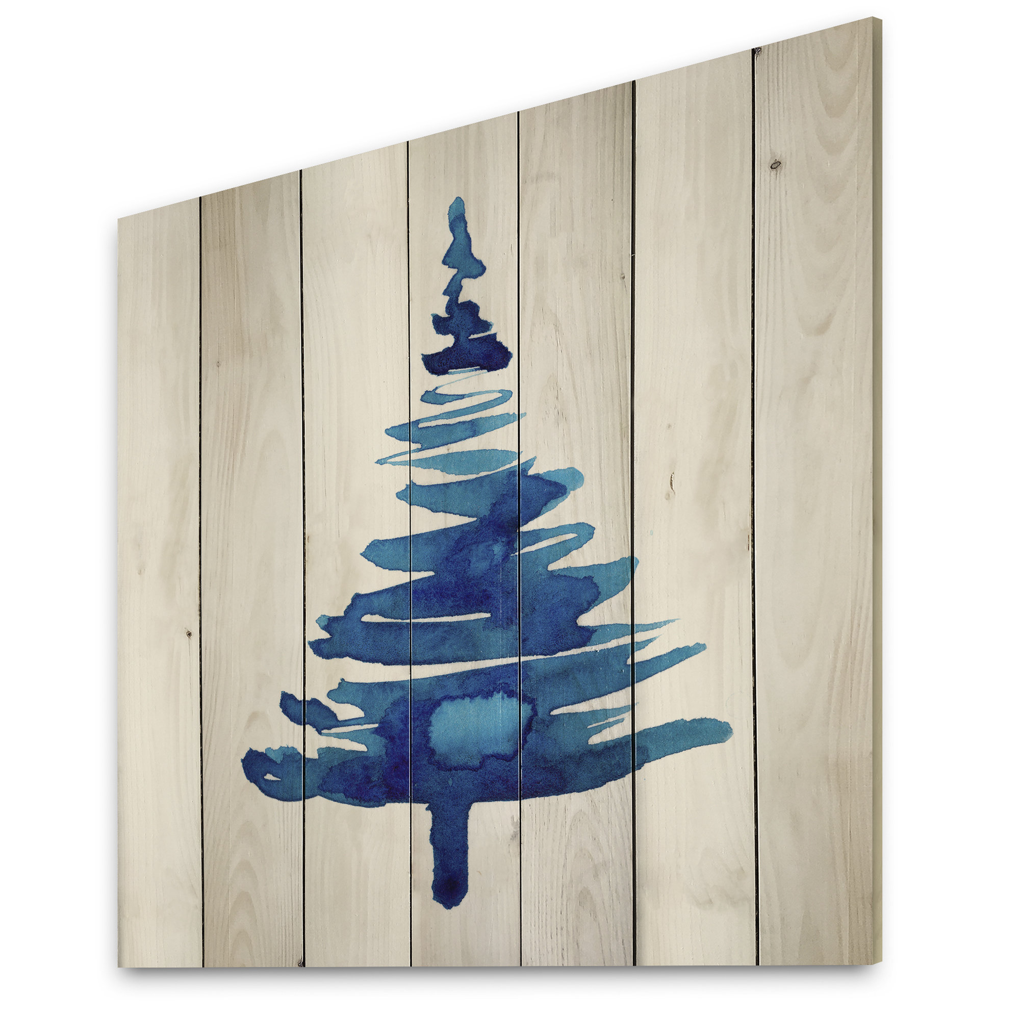 The Holiday Aisle® Blue Winter Christmas Tree II - Traditional Wood ...
