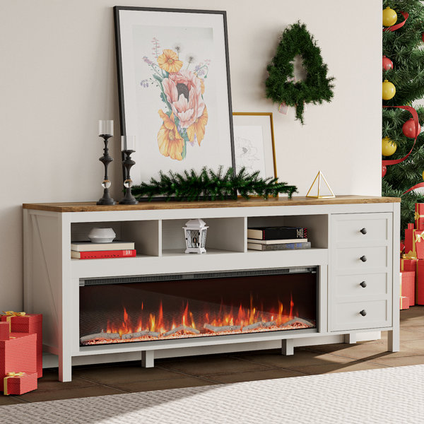 Gracie Oaks 68 Inch Fireplace Tv Stand For Tvs Up To 75 Inch,farmhouse ...