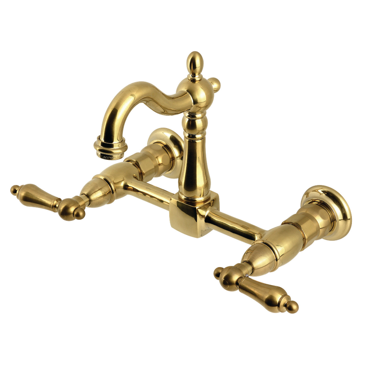 Kingston Brass Heritage Double-Handle 2-Hole Wall-Mount Bridge Kitchen ...