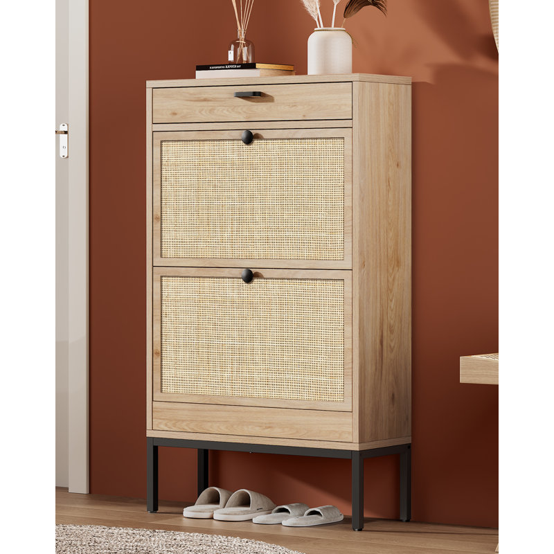 Latitude Run® Boho Natural Rattan Shoe Storage Cabinet & Reviews | Wayfair