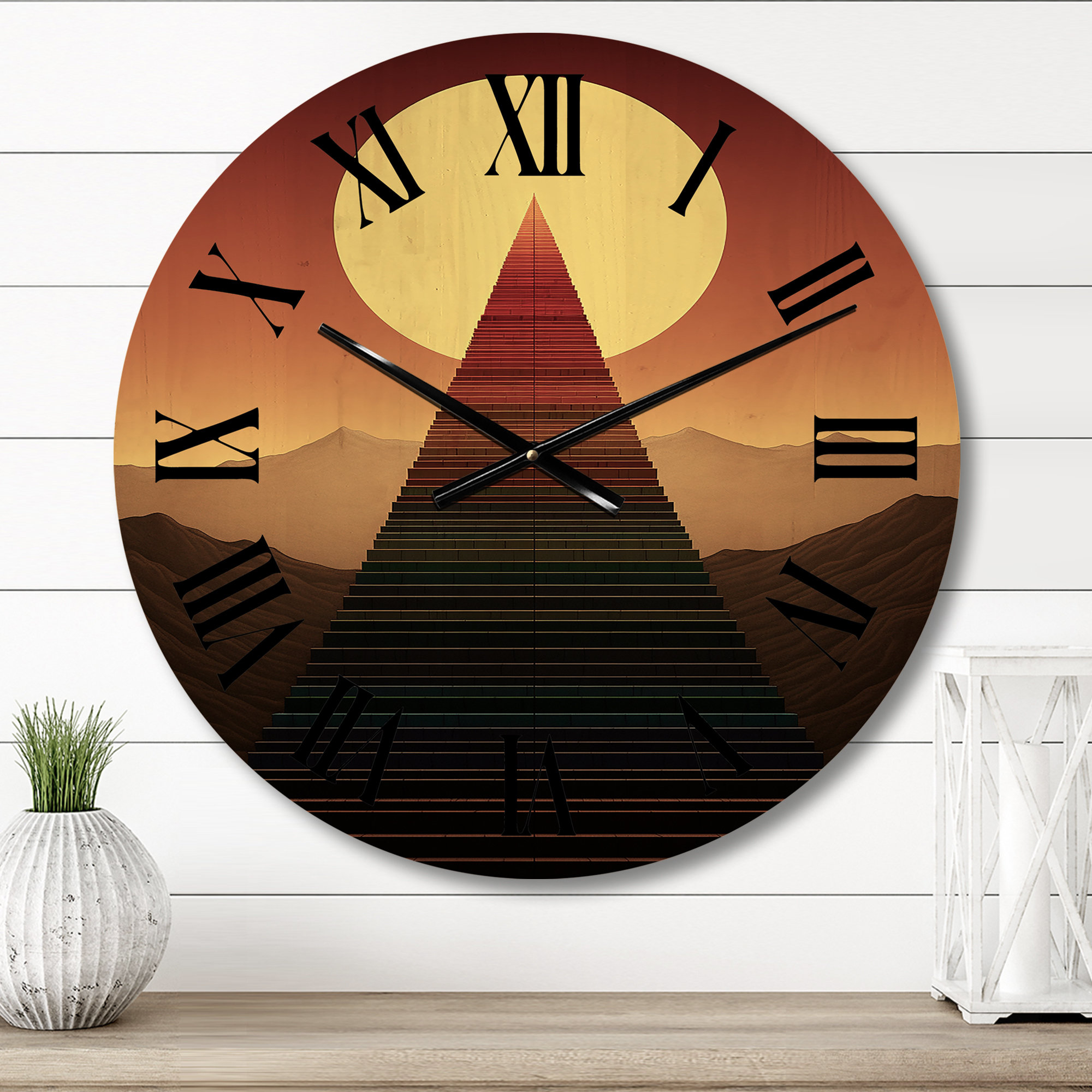 East Urban Home Full Moon Pyramid Retro Illustration - Transitional ...