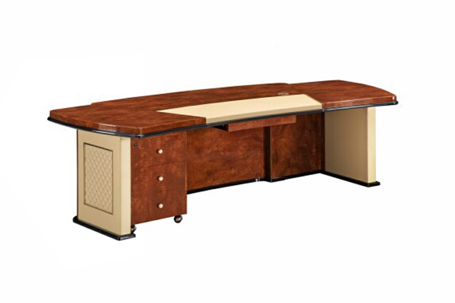 Red Barrel Studio Quilted Leather Front, Rich Wood Finish, 102” Wide ...