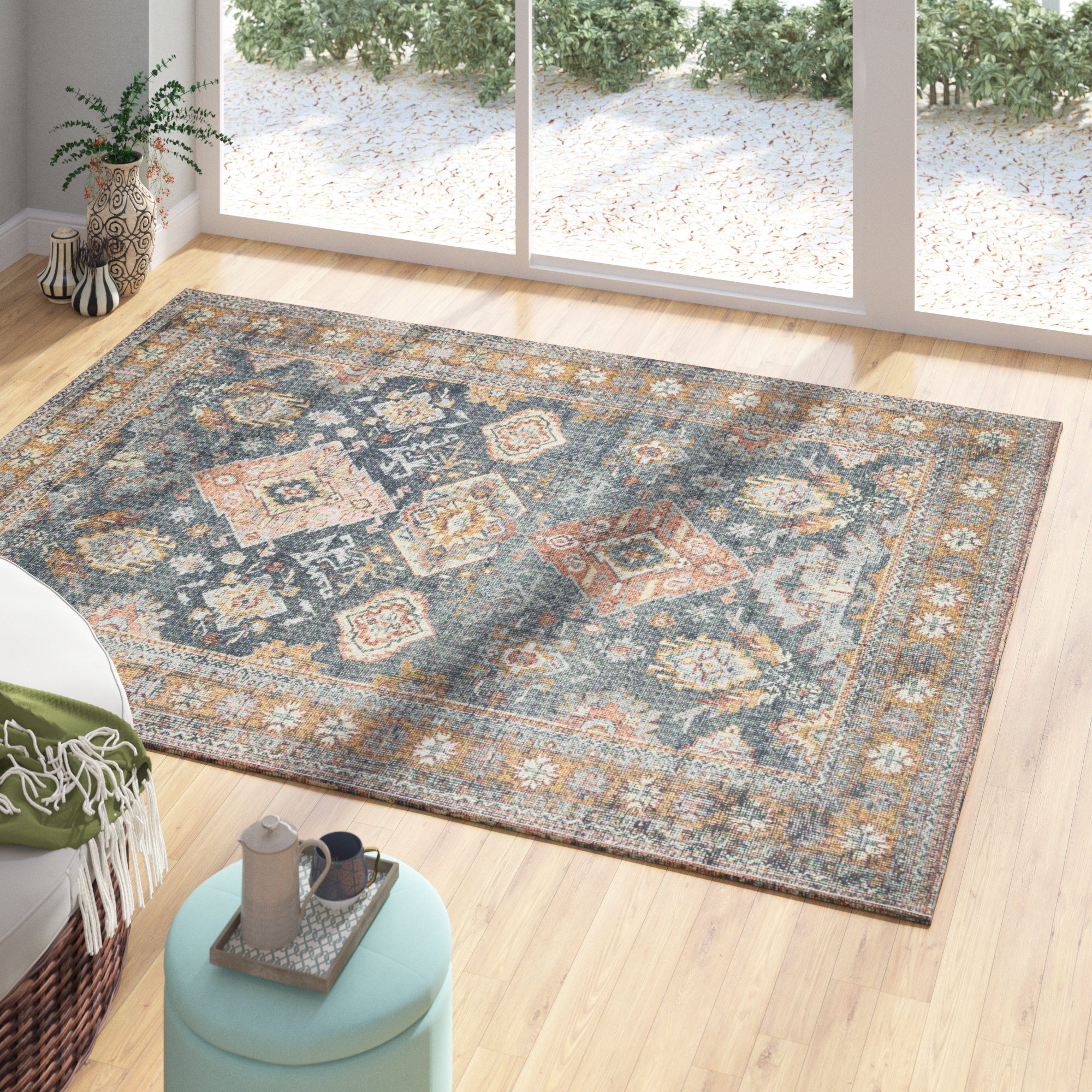 Bungalow Rose Gelo Machine Woven Performance Rug & Reviews | Wayfair