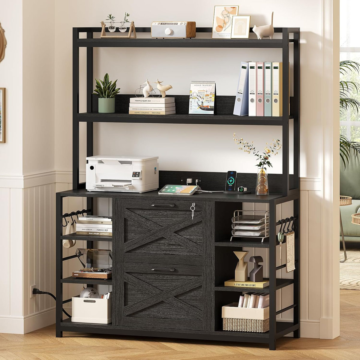 Bay Isle Home™ File Cabinet With Charging Station, Vertical Filing ...