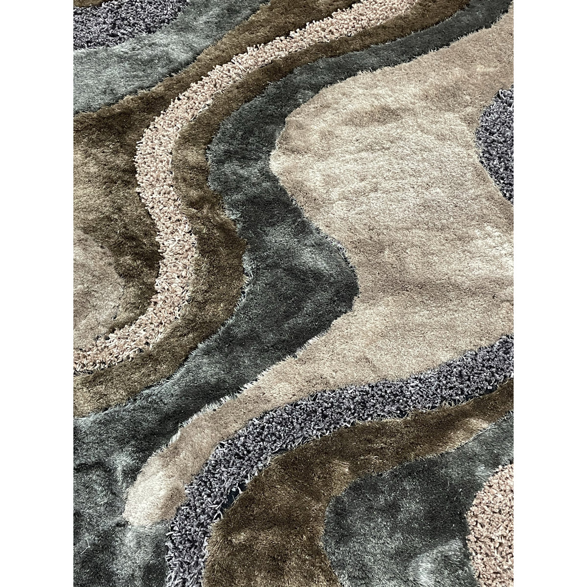 Orren Ellis Spencer Abstract Handmade Tufted Beige/Gray Area Rug ...