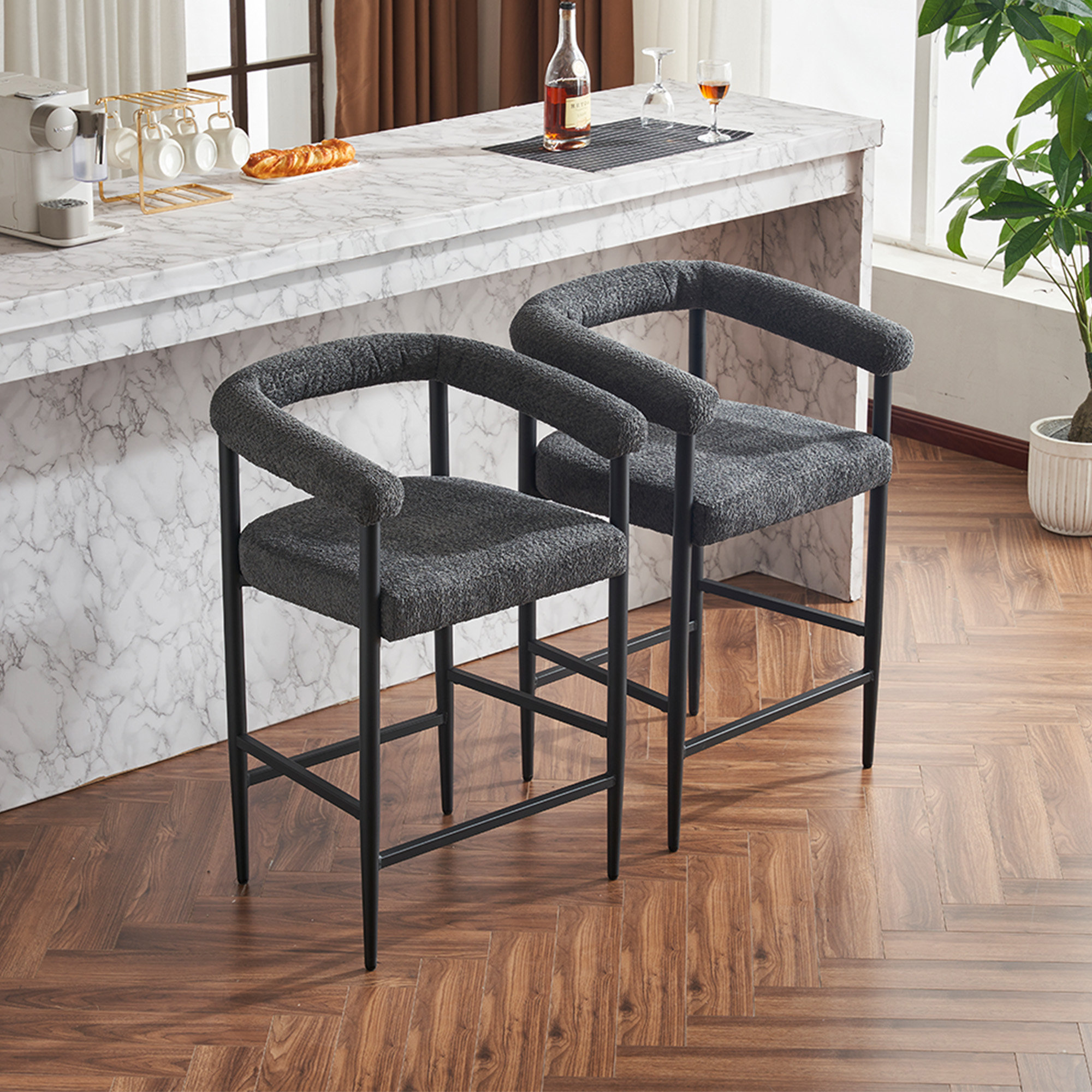 Latitude Run® Modern Upholstered Bar Stools Set Of 2 (No Including ...