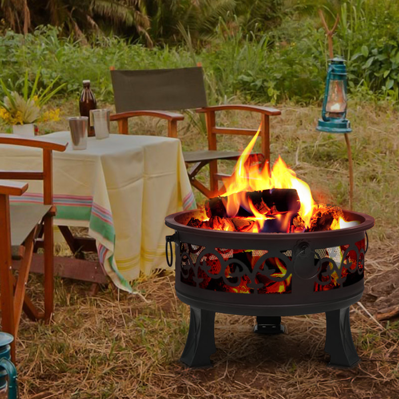 Bring Home Furniture 26" Wood Burning Fire Pit, Iron Bonfire Pit With ...