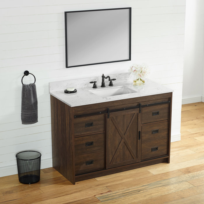 Sand & Stable Jillian 48'' Single Bathroom Vanity with Engineered Stone ...