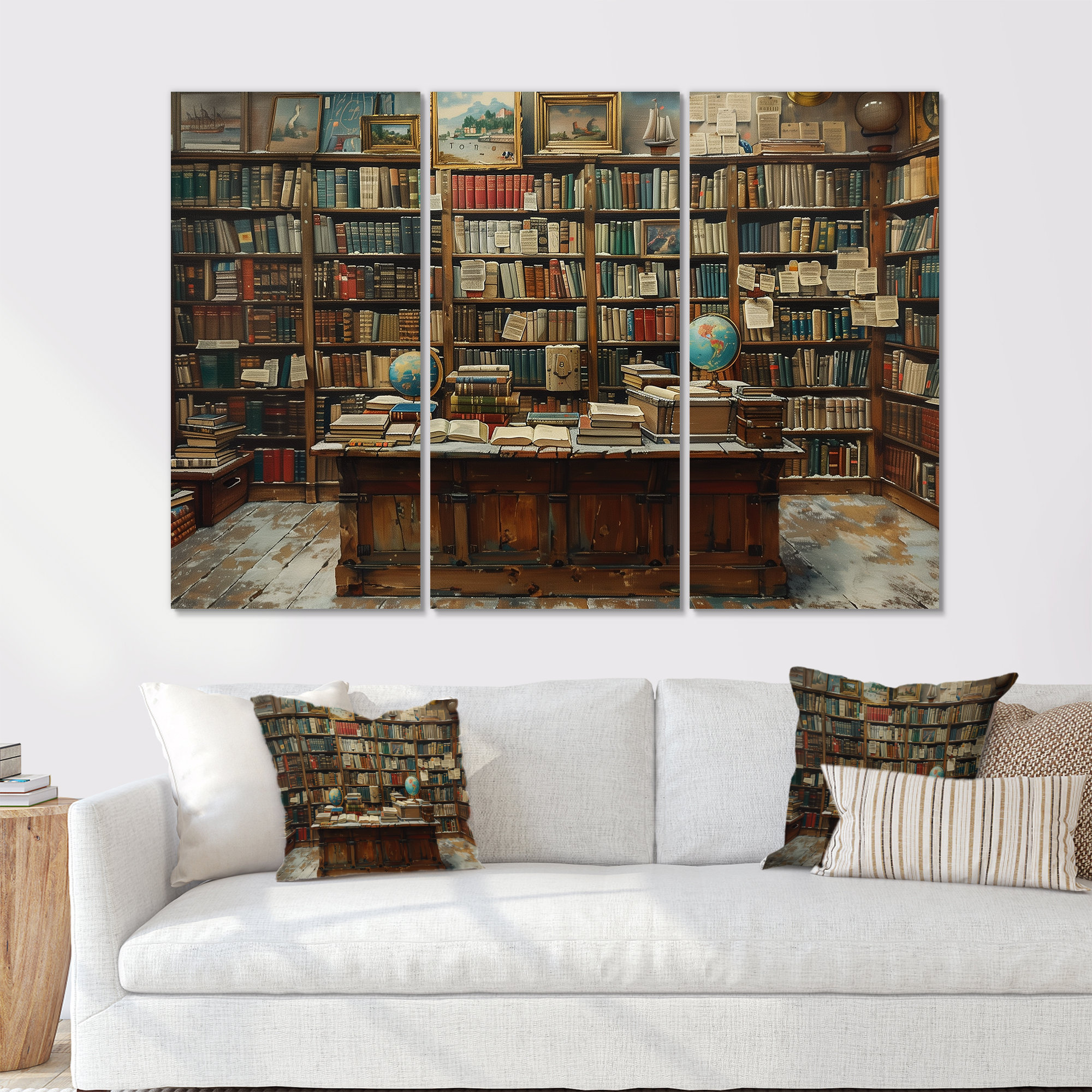Lark Manor™ Brown Beige Vintage Library Books Wonder - Libraries Wall ...
