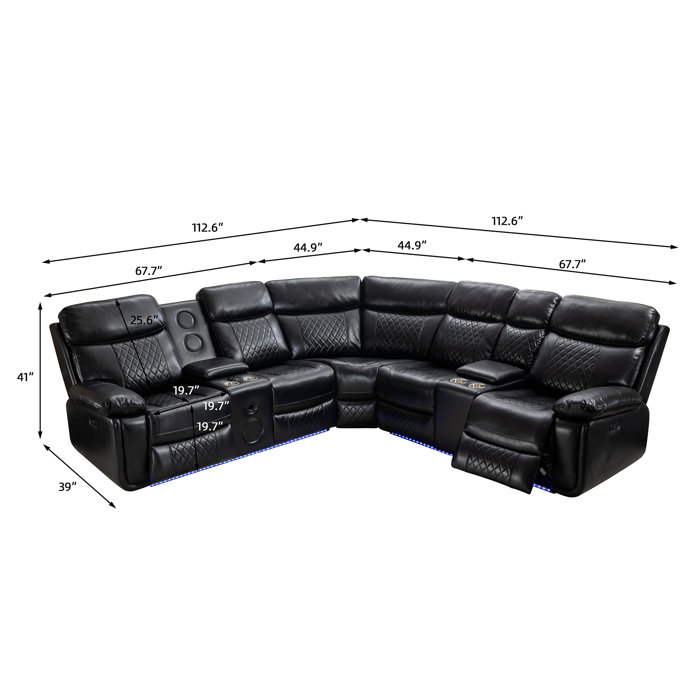 Orren Ellis Aundre Power Reclining Sectional With Speaker | Wayfair
